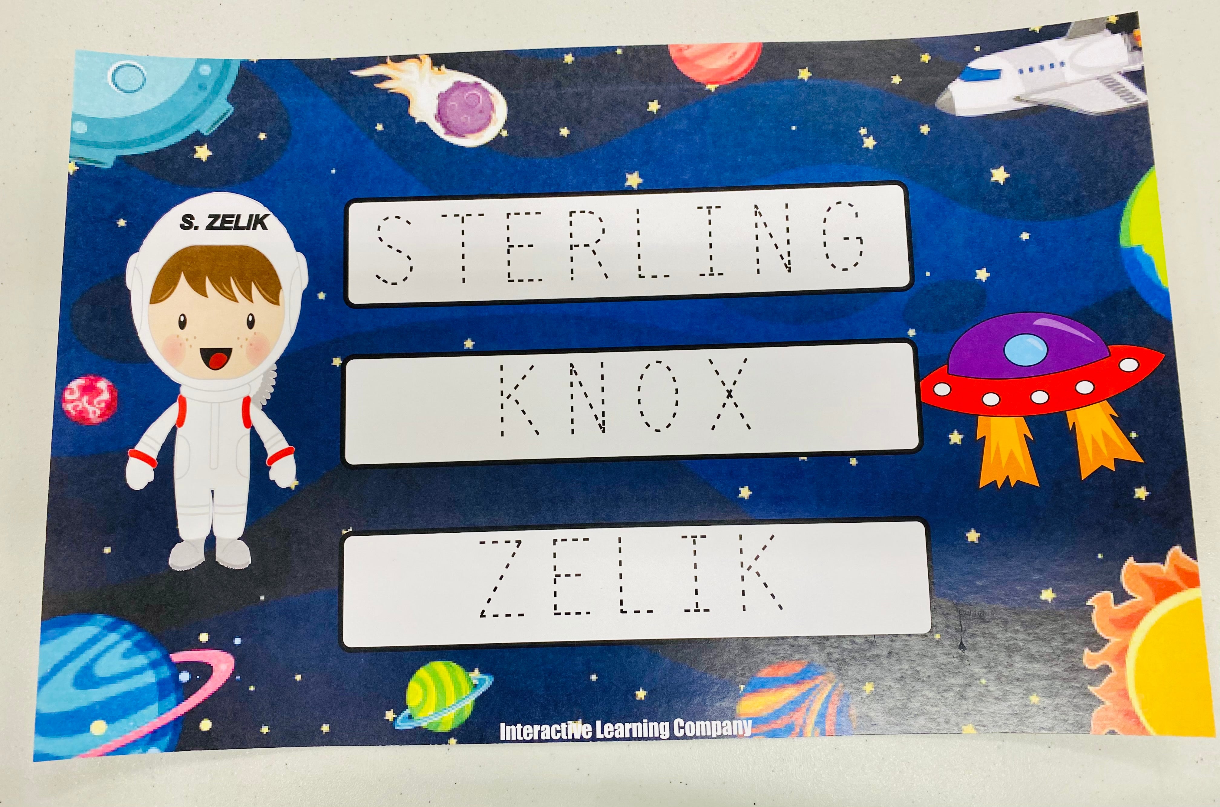 Name and Alphabet Tracing Placemats – Interactive Learning Company
